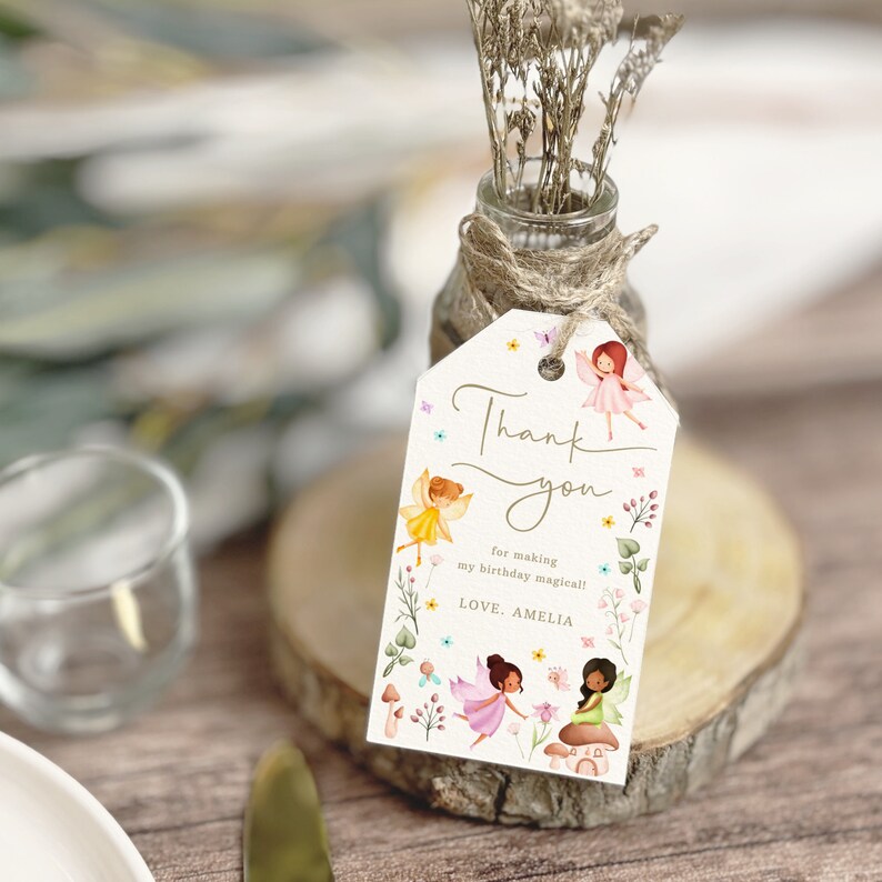 Editable Fairy Birthday Favor Tags, Magical Fairy Garden Party Gift ...