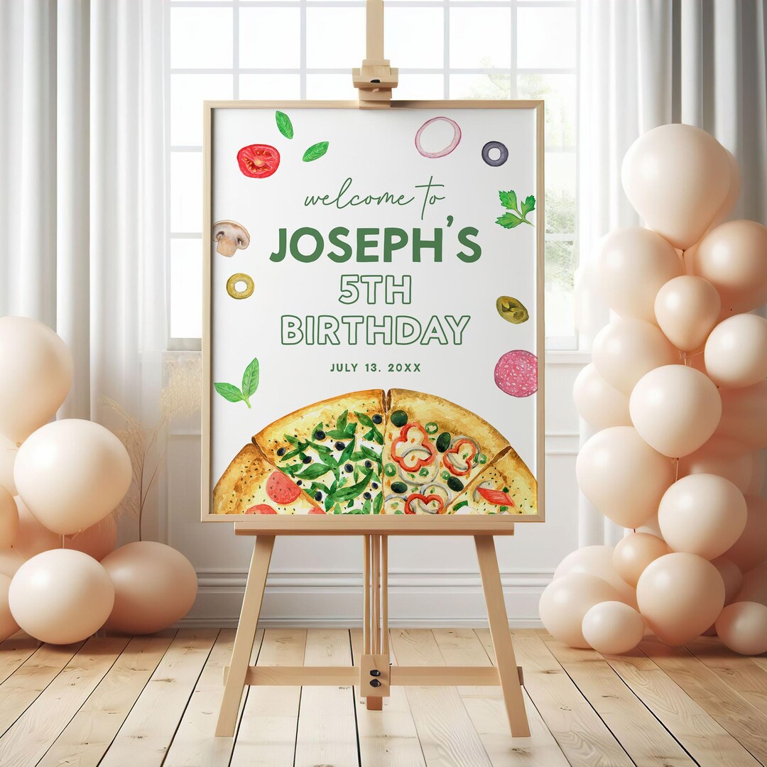 Pizza Party Welcome Sign, Pizza Making Birthday Welcome Board, Kids ...