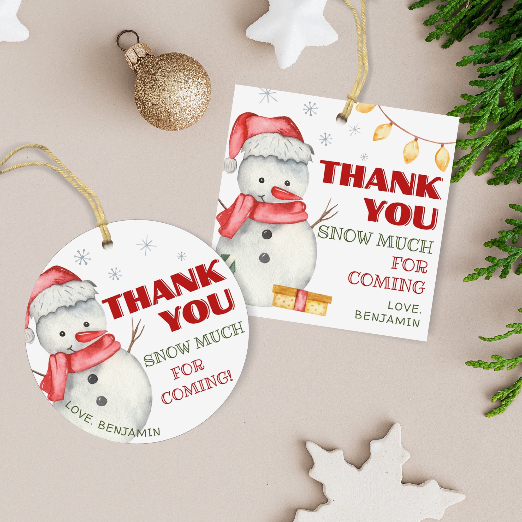 Editable Snowman Birthday Favor Tags Christmas Party Gift - Etsy