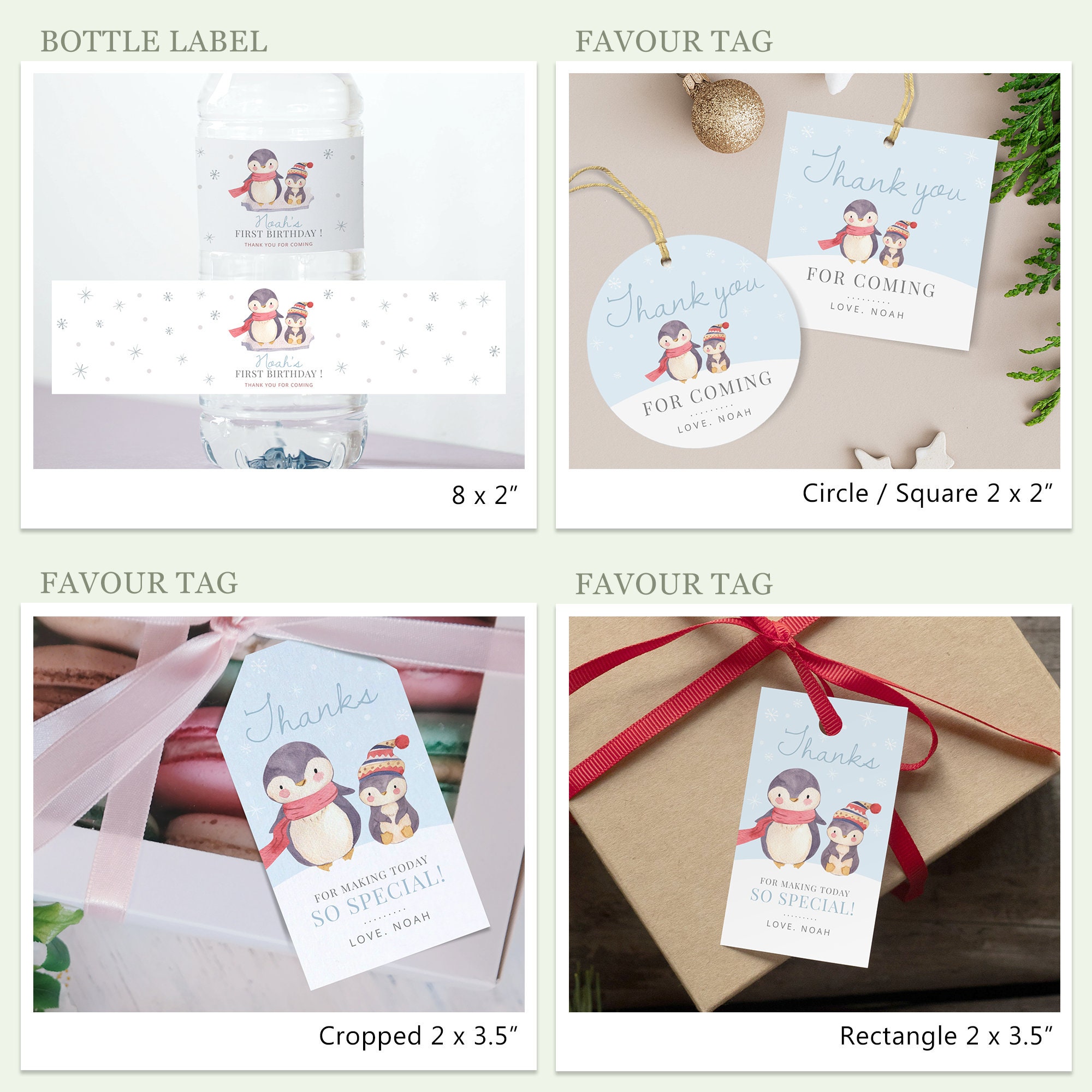 Editable Penguin Birthday Bundle Christmas Party Collection - Etsy