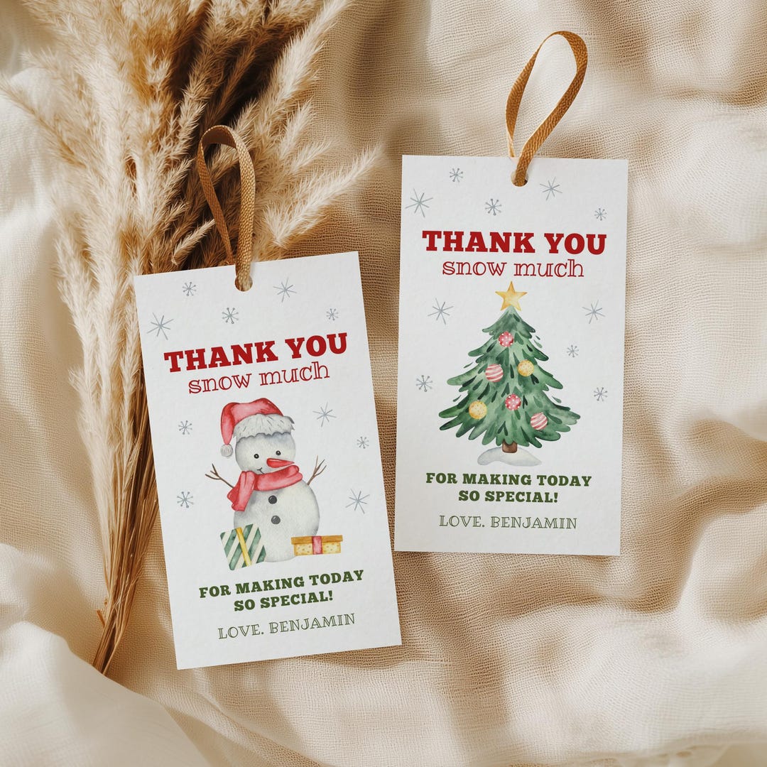 Christmas Birthday Favor Tags : Snowman, Winter Birthday (instant ...