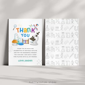 Editable Science Birthday Thank You Card, Mad Science Party Thank You ...
