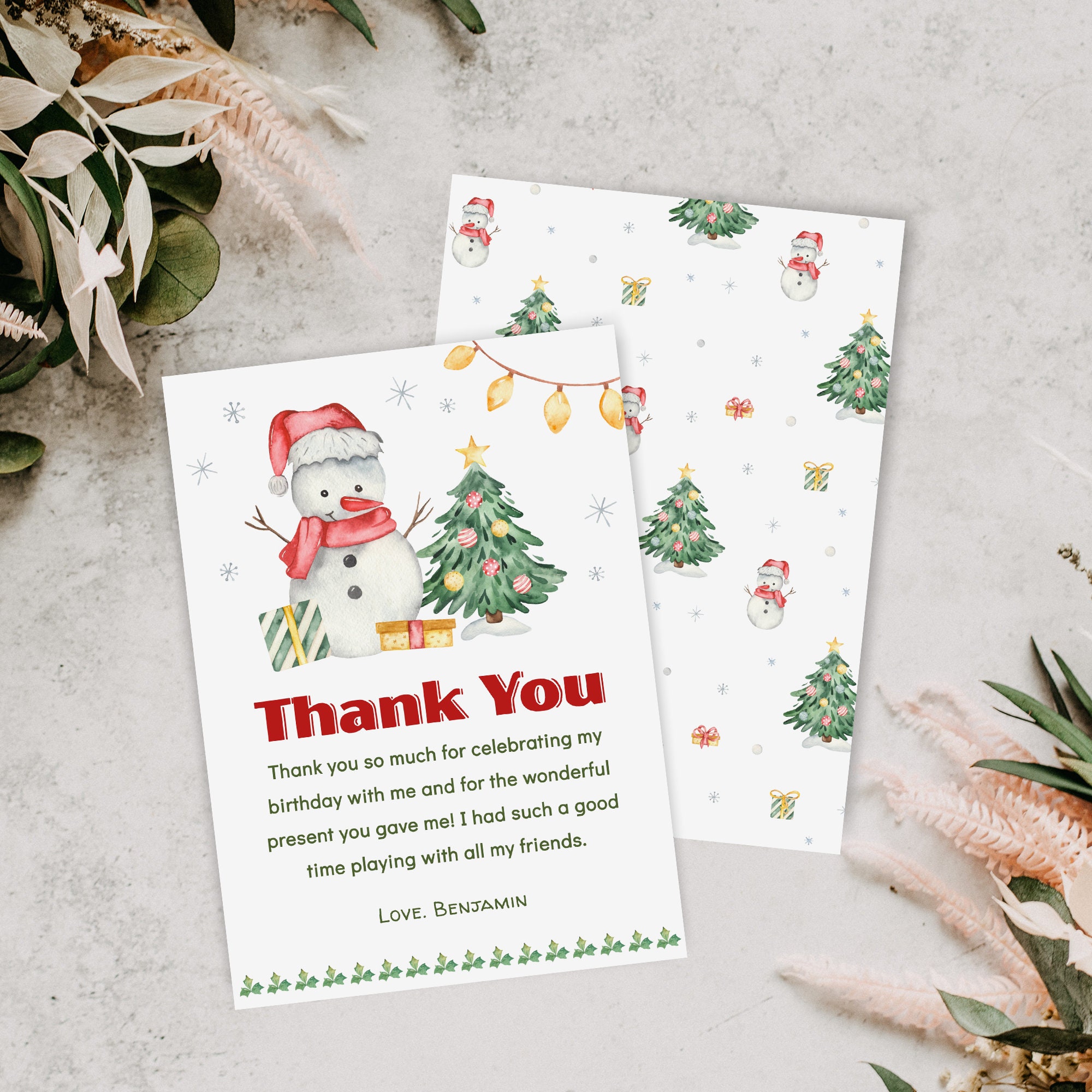 Editable Snowman Thank You Card Christmas Party Thank You - Etsy
