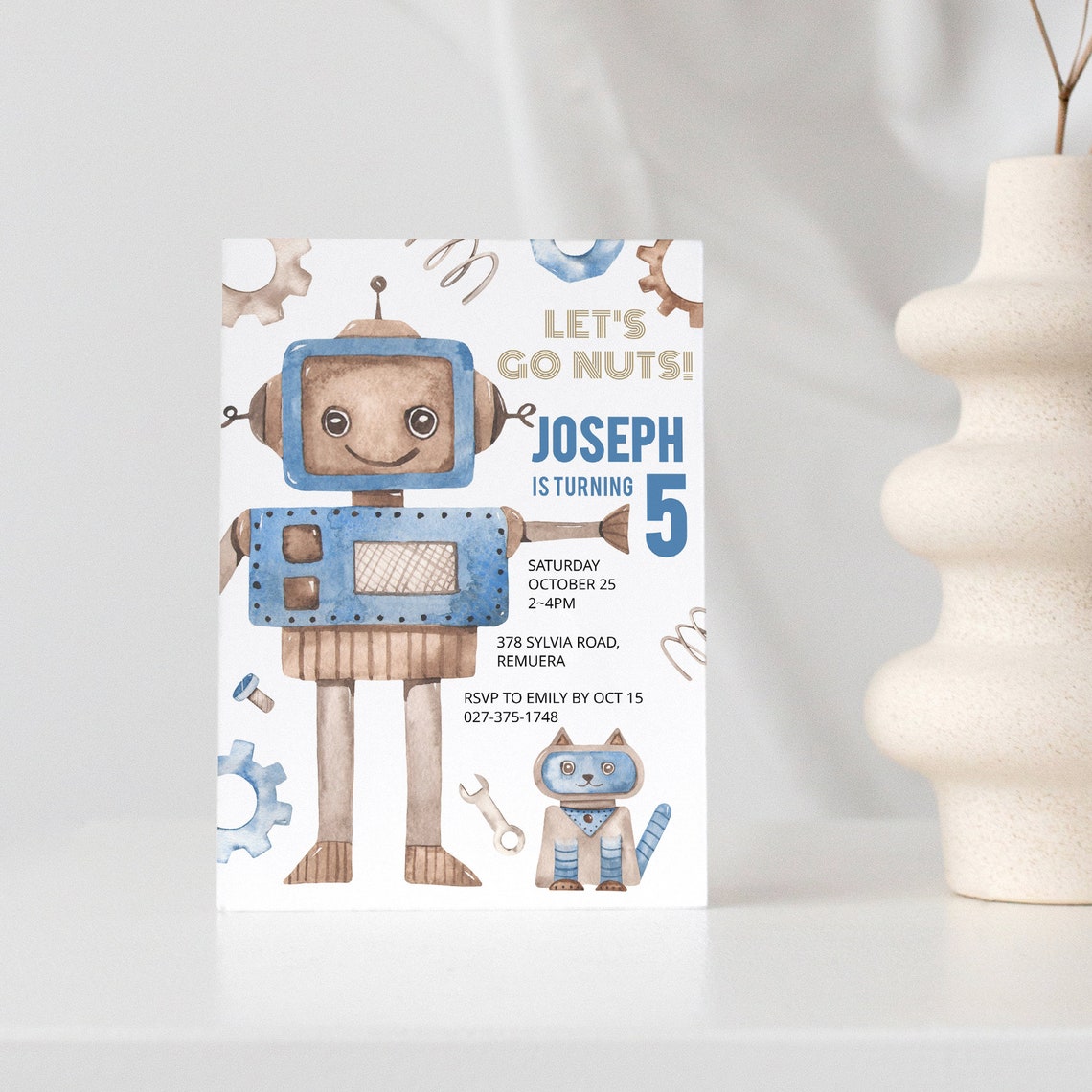 Editable Robot Party Invitation Robot Birthday Invite Kids - Etsy