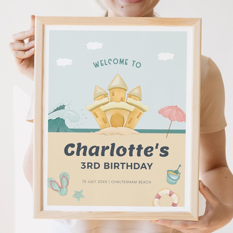 Editable Beach Birthday Welcome Sign Modern Welcome Sign - Etsy