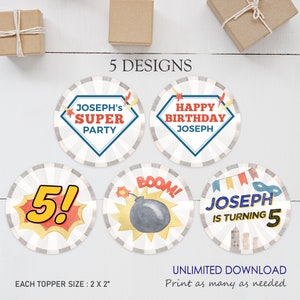 Editable Superhero Birthday Cupcake Toppers, Superhero Birthday ...