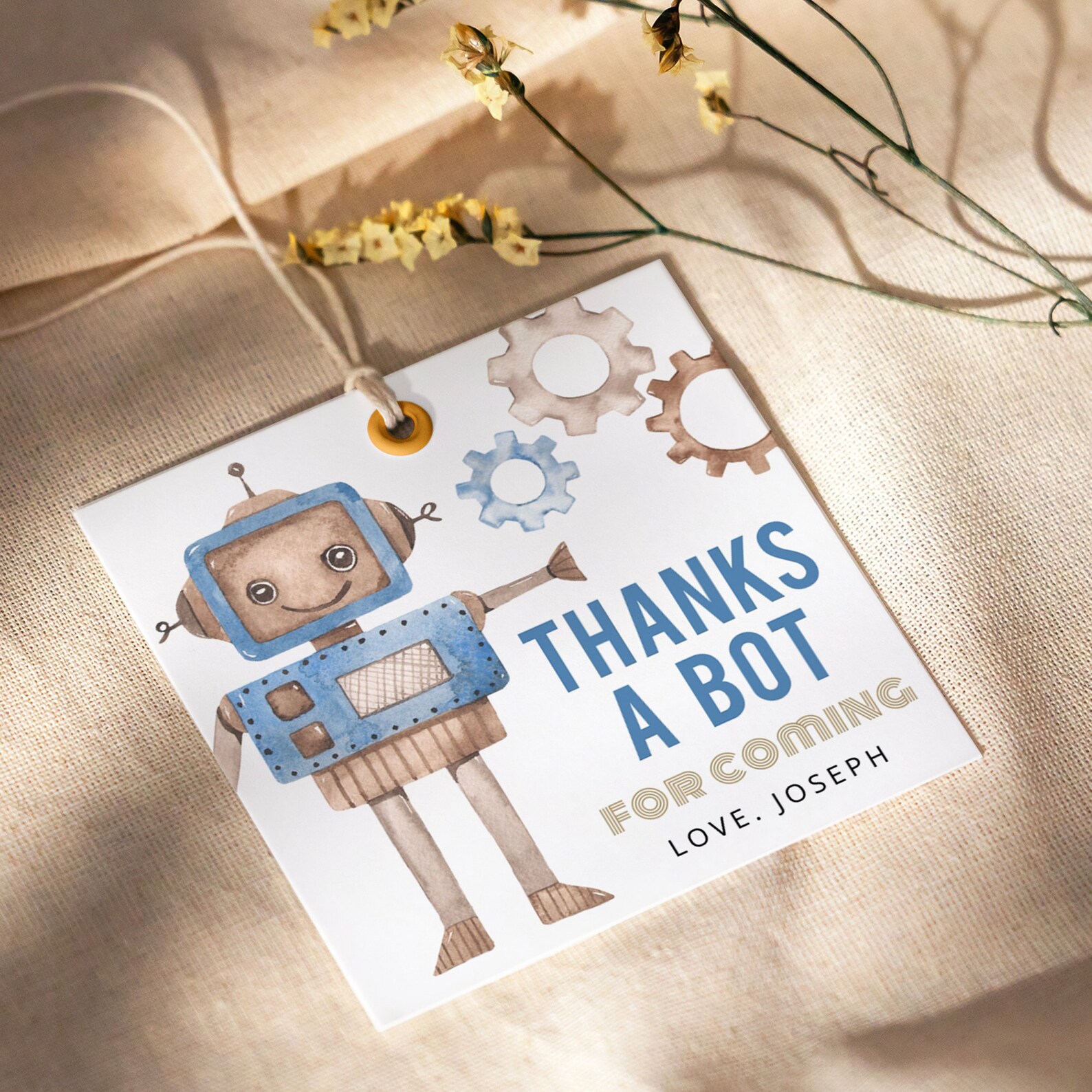 Editable Robot Favor Tags, Robot Birthday Gift Tags, Birthday Sticker ...