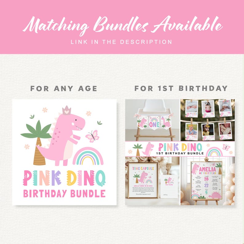 Pink Dinosaur Birthday Favor Tags, Cute T-rex Gift Tags, Girl Dino ...