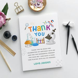 Editable Science Birthday Thank You Card, Mad Science Party Thank You ...