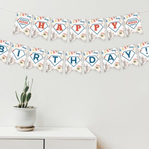 Editable Superhero Happy Birthday Banner, Superhero Party Bunting ...