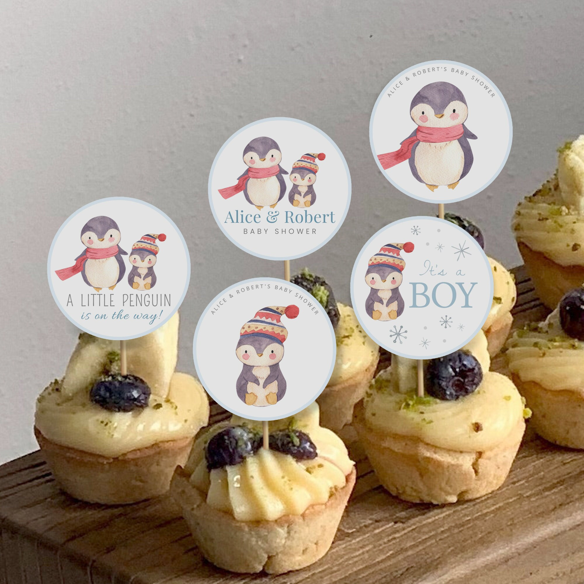 Editable Penguin Baby Shower Cupcake Toppers Penguin Party - Etsy