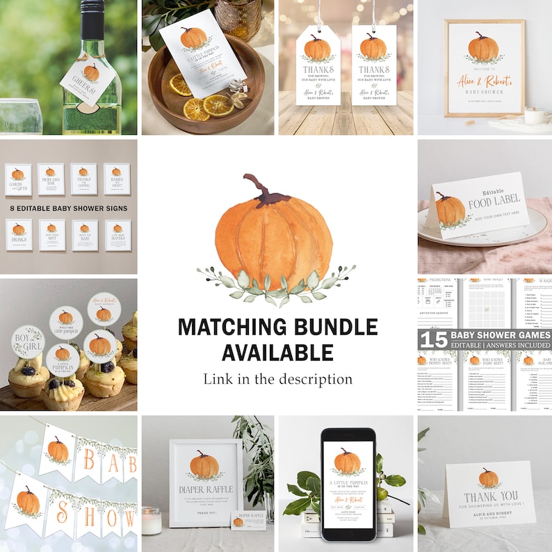 Pumpkin Baby Shower Diaper Raffle Sign & Matching Ticket - Etsy