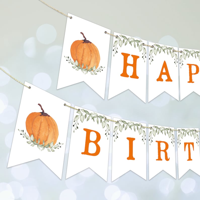 Editable Pumpkin Happy Birthday Banner Halloween Party - Etsy