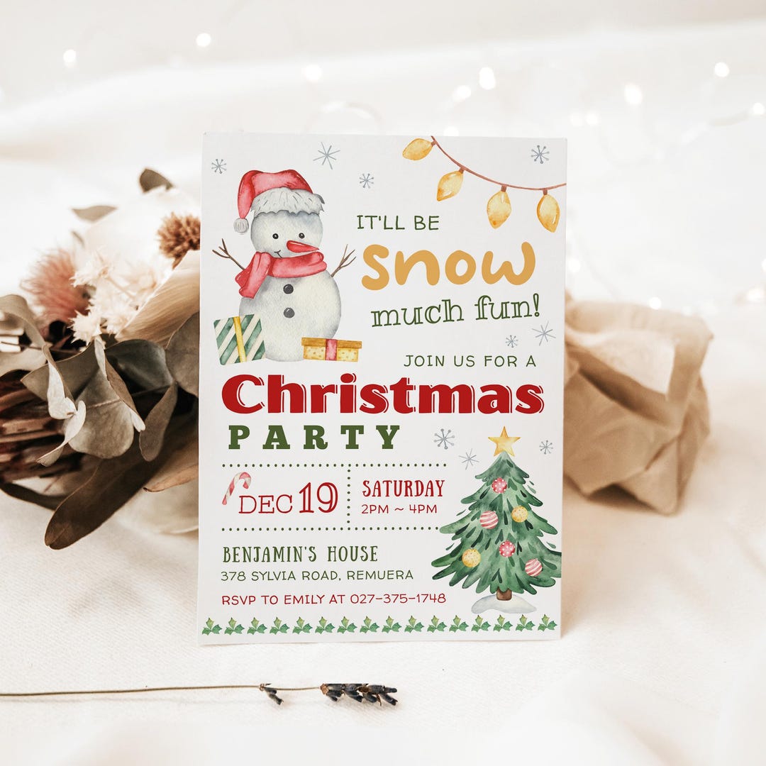 Christmas Party Invitation : Snowman, Winter Party (instant Download ...