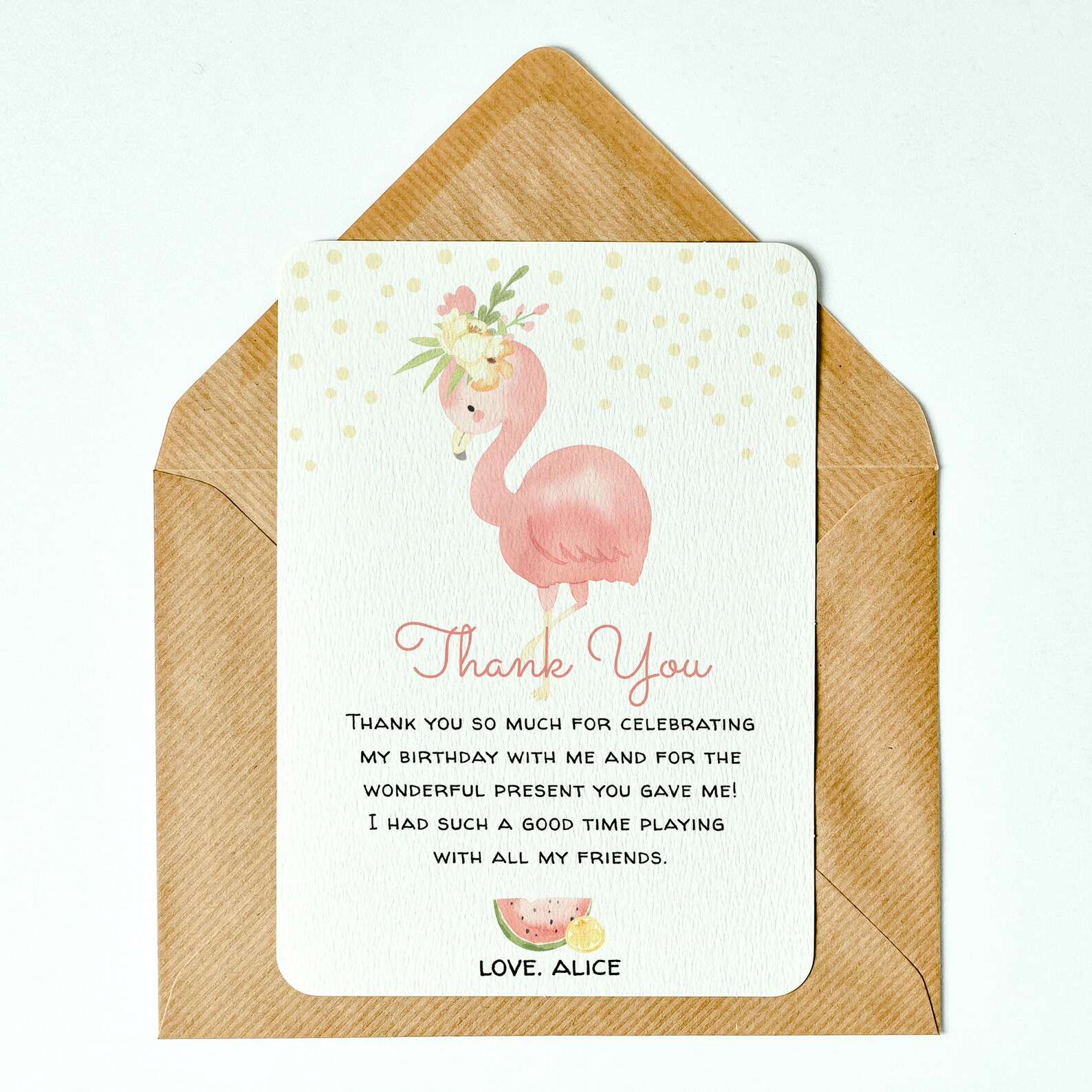 Editable Flamingo Birthday Thank You Card Flamingo Thank You - Etsy