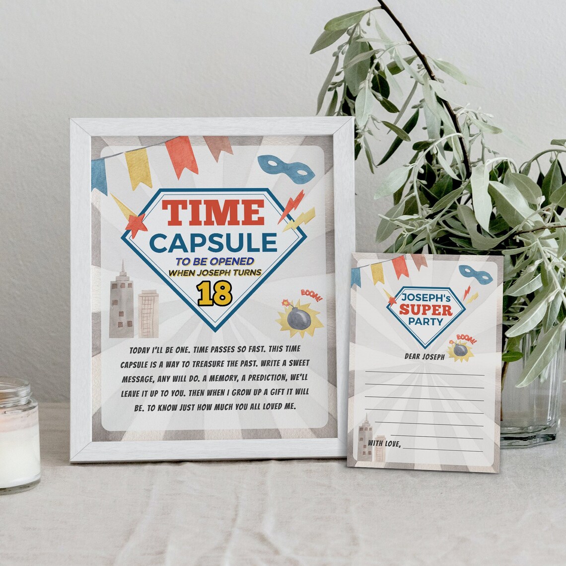 Editable Superhero Time Capsule Sign Superhero Message Cards - Etsy