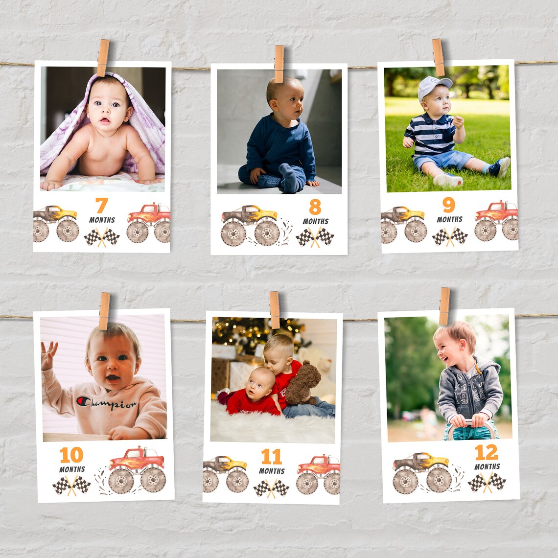 Editable Monster Truck Monthly Photo Banner Truck Party - Etsy