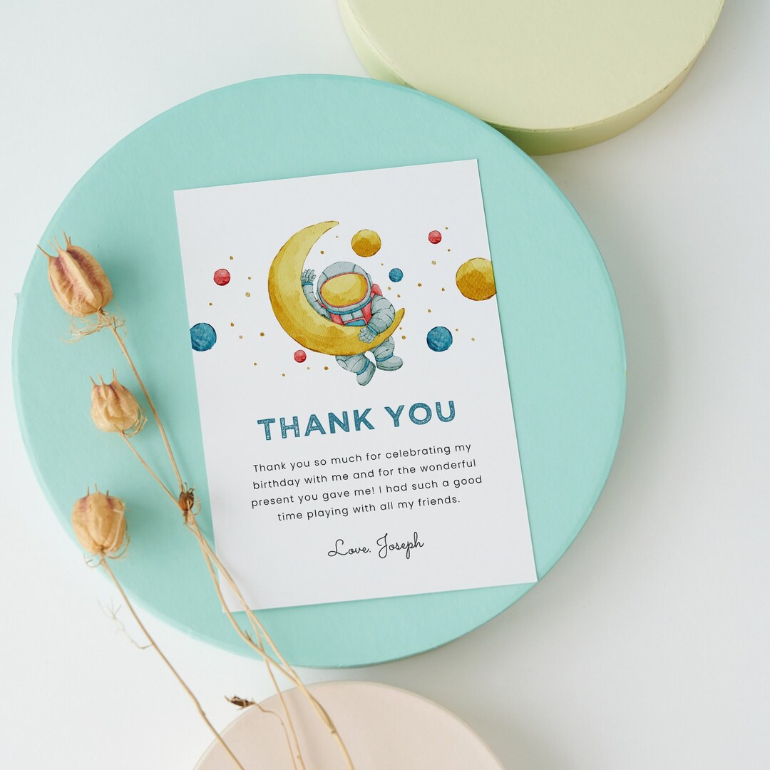 Editable Astronaut Birthday Thank You Card Space-tacular - Etsy