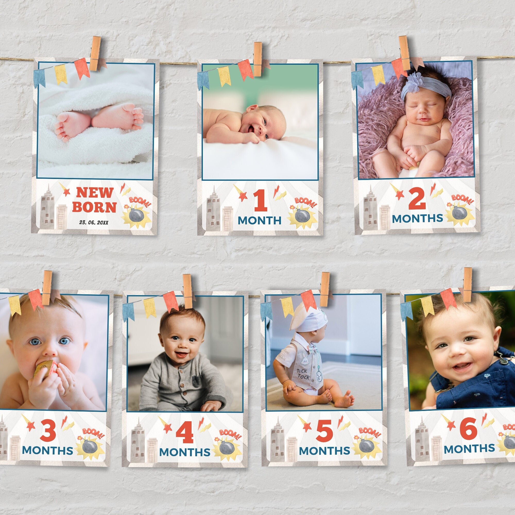 Editable Superhero Birthday Milestone Photos Superhero - Etsy