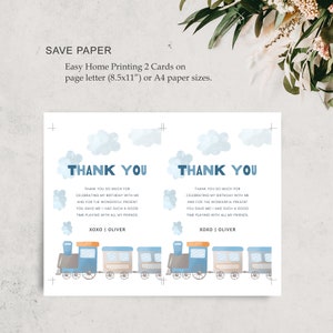 Editable Train Birthday Thank You Card, Choo Choo Train Thank You Note ...