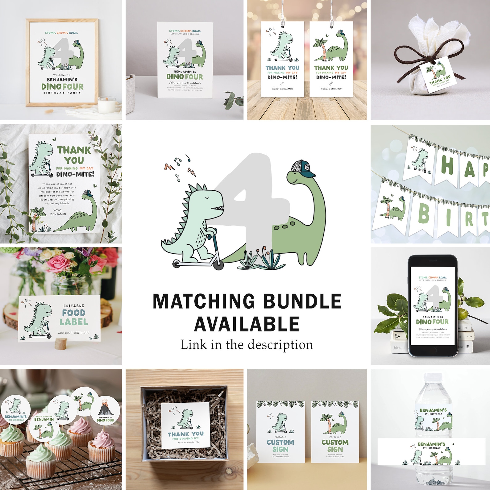 Dinosaur Birthday Food Labels, Dinosaur Party Folded Place Cards, Boy ...