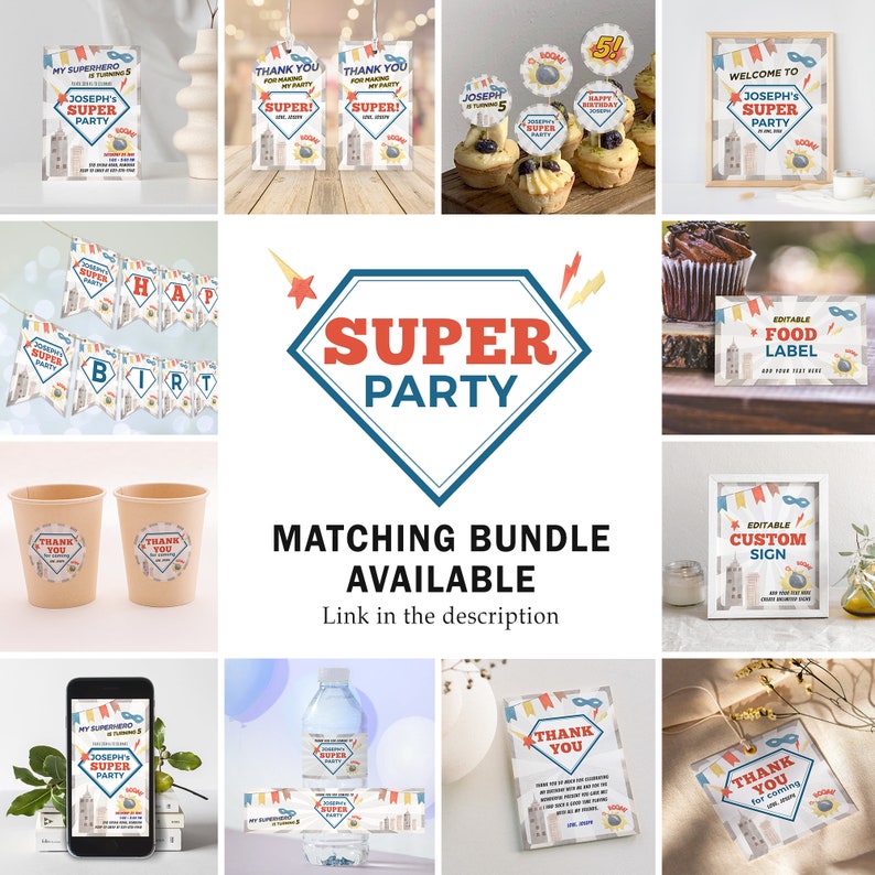 Editable Superhero 1st Birthday Bundle Superhero Party - Etsy