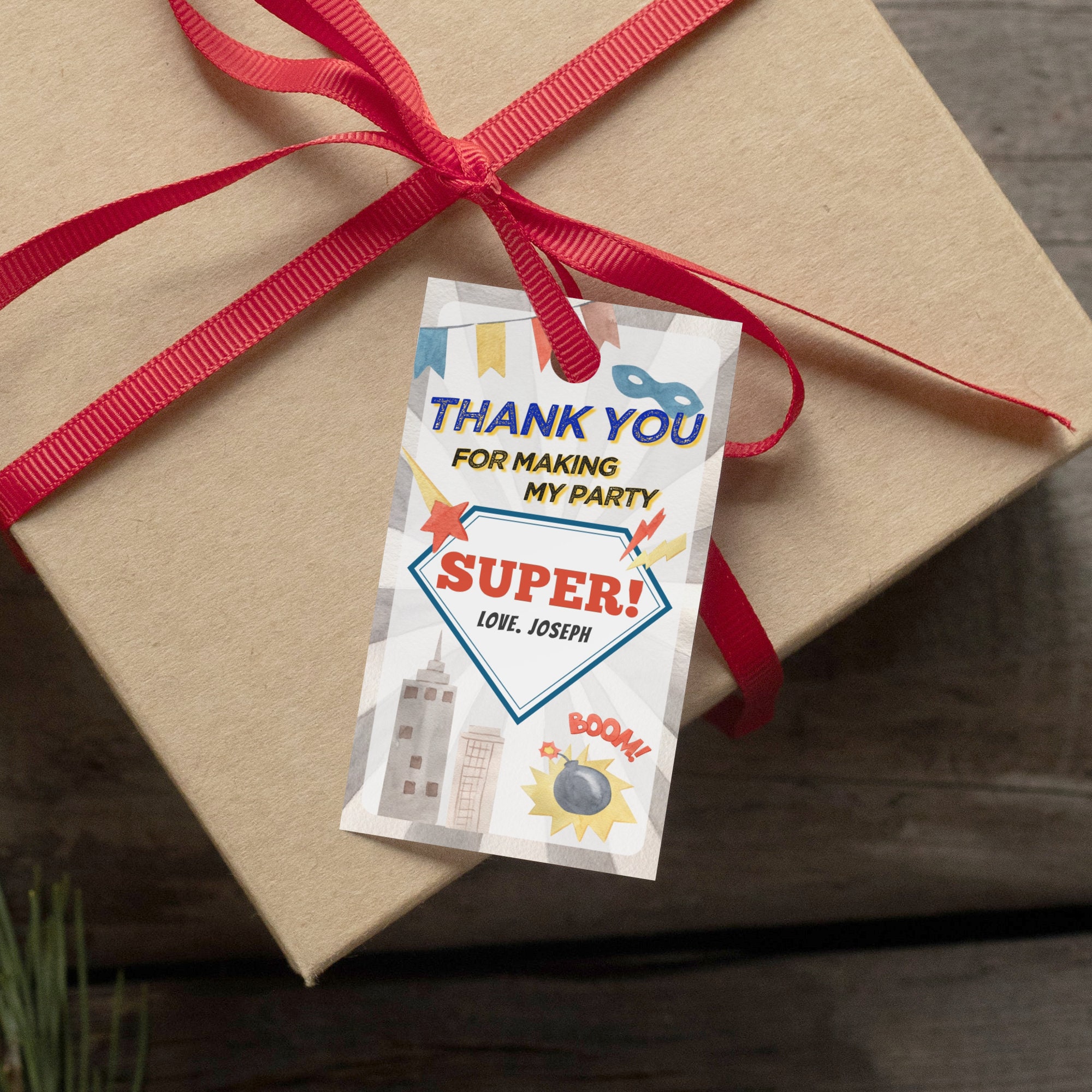 Editable Superhero Birthday Favor Tags Superhero Party Thank - Etsy