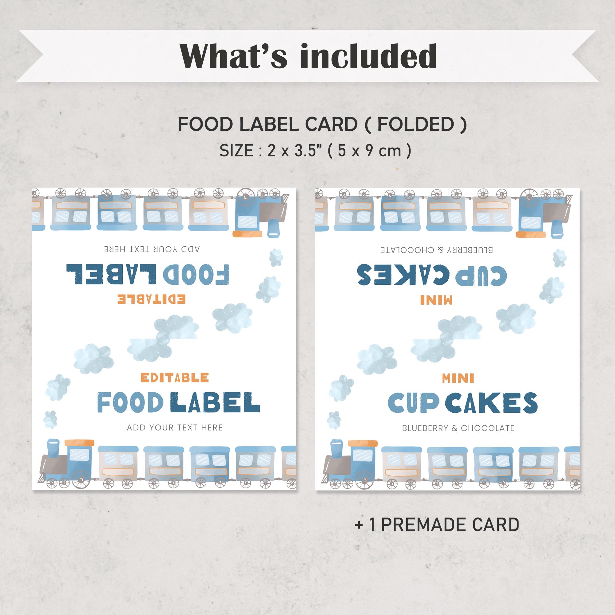 Editable Train Birthday Food Label, Choo Choo Train Party Folded Card ...