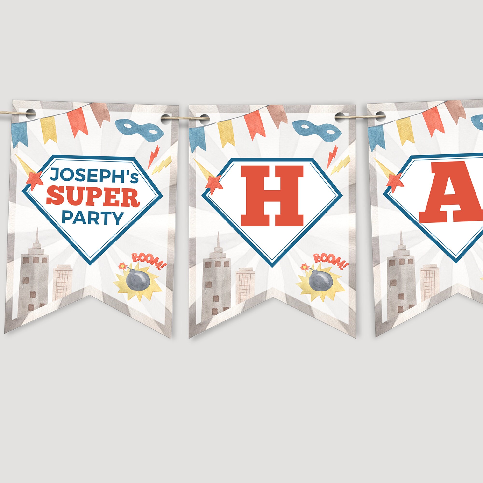 Editable Superhero Happy Birthday Banner Superhero Party - Etsy
