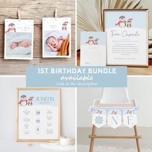 Editable Penguin Birthday Bundle, Christmas Party Collection, Winter ...