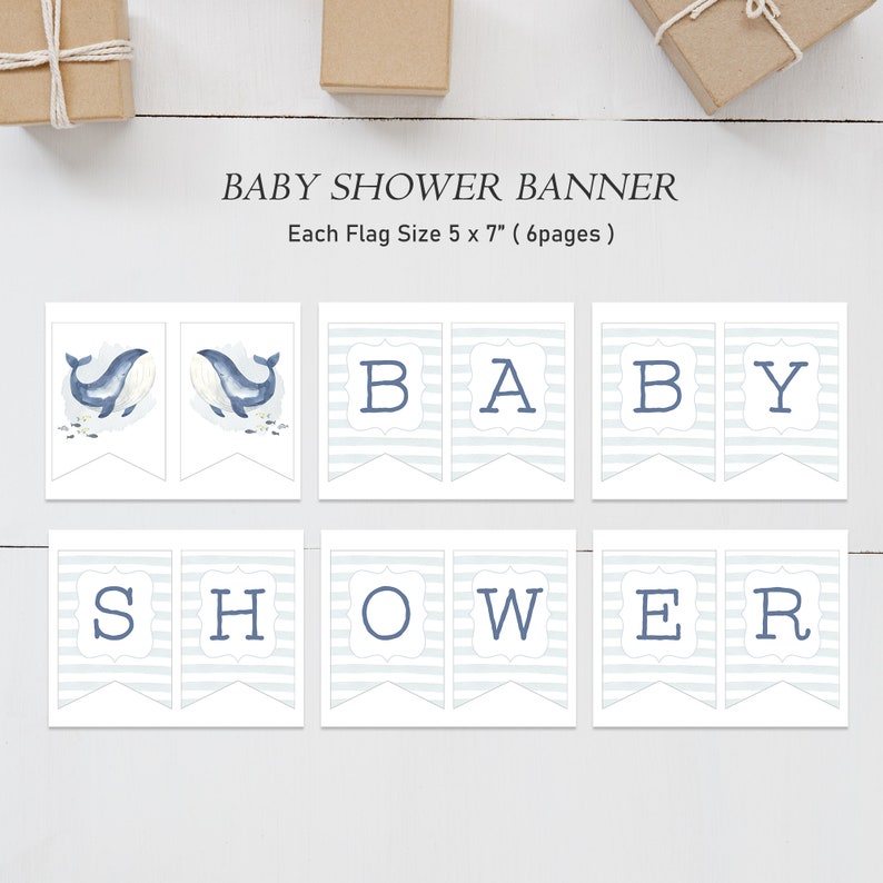 Editable Whale Baby Shower Banner Whale Baby Shower Bunting - Etsy