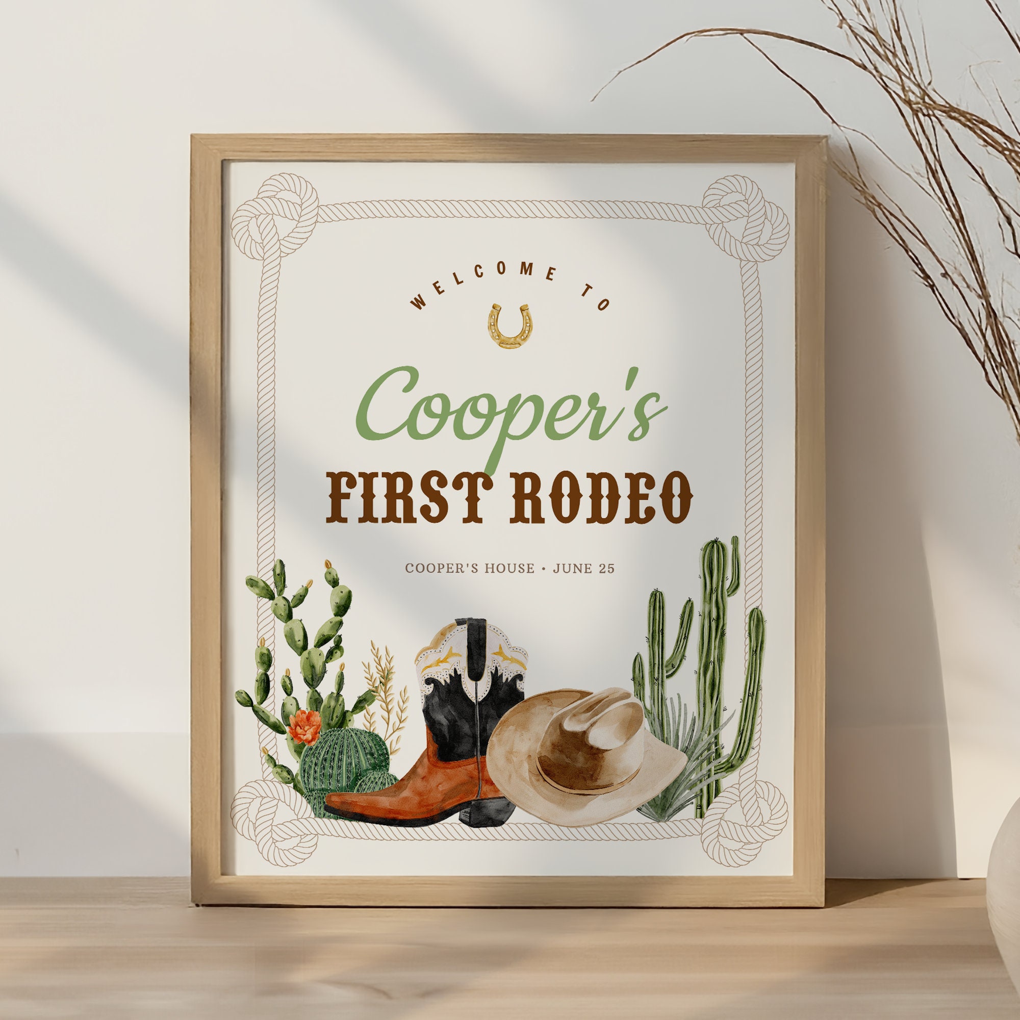 Editable My First Rodeo Birthday Welcome Sign, Cowboy Party Welcome ...