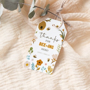 Bee Birthday Favor Tags, Boho Gift Tags, Floral Favor Tags, Girl ...