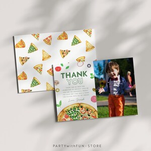 Editable Pizza Party Photo Thank You Card, Pizza Making Birthday Thank ...