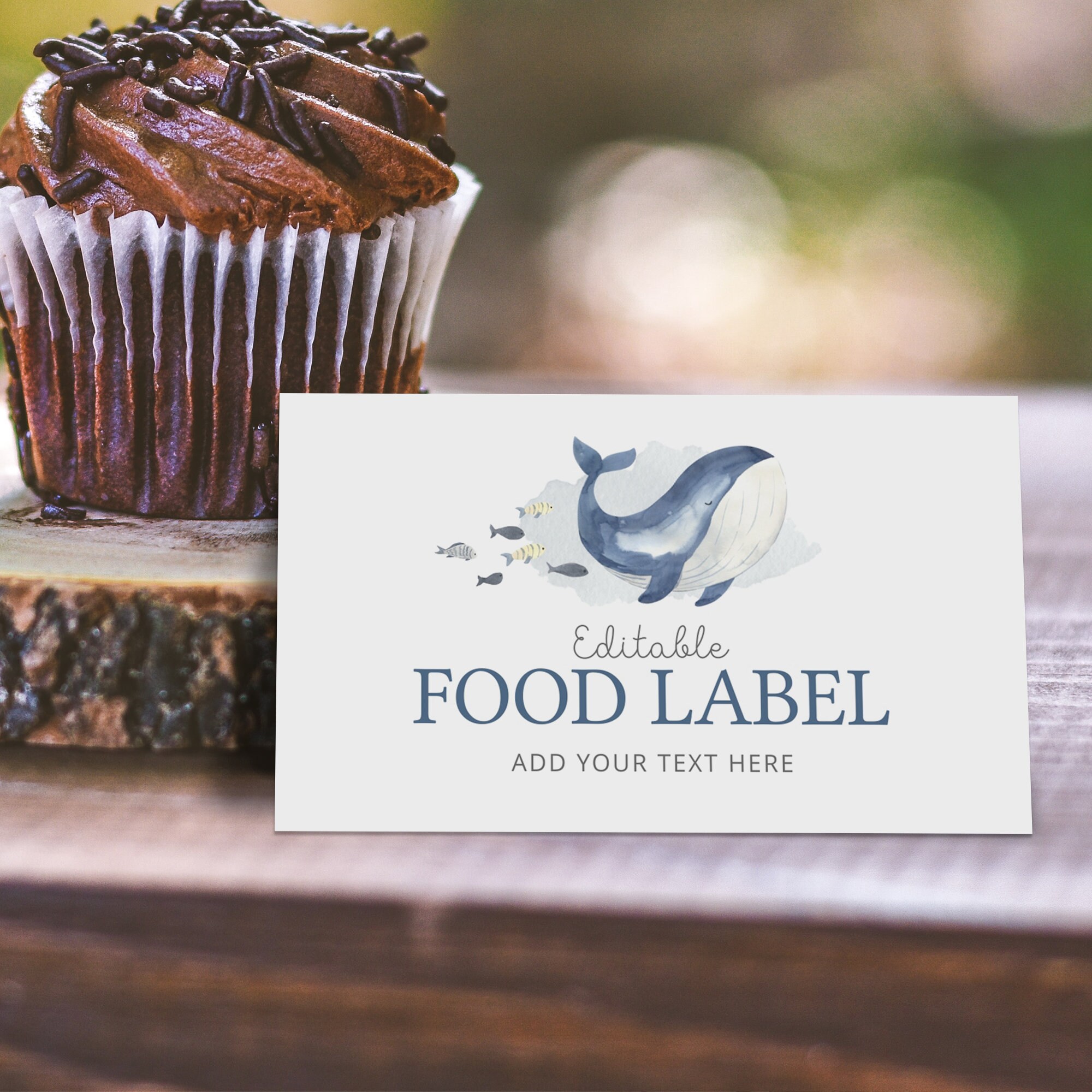 Editable Whale Birthday Food Label Ocean Party Folded Card - Etsy