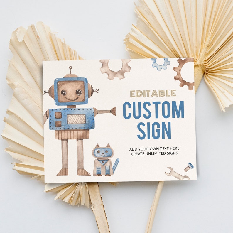 Editable Robot Birthday Custom Sign Robot Party Table Sign - Etsy