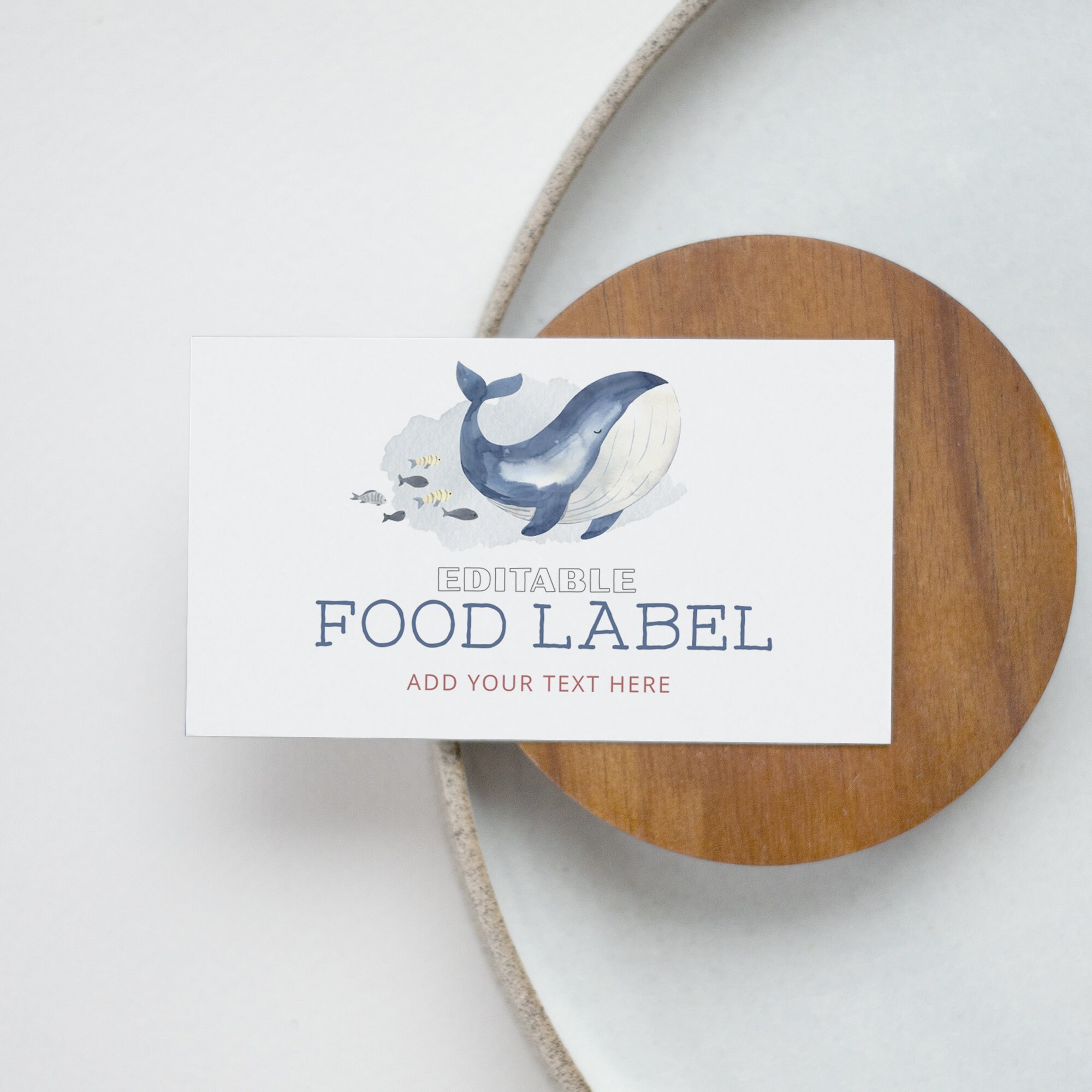 Editable Whale Baby Shower Food Label, Whale Folded Card, Minimalist ...