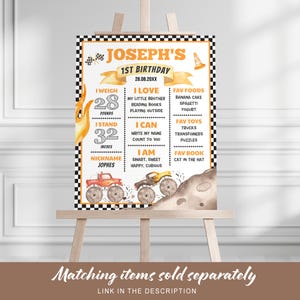 Editable Monster Truck Monthly Photo Banner, Truck Party Milestone ...