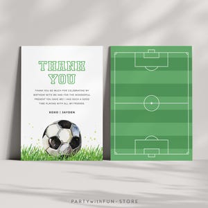 Soccer Birthday Party Thank You Card, Sports Theme Party Thank You Note ...