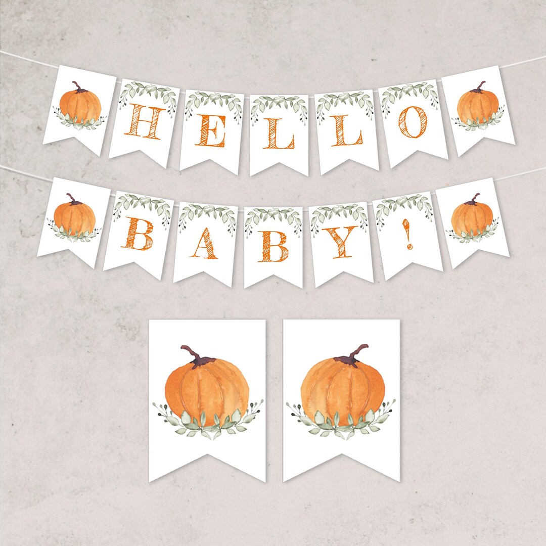 EDITABLE Pumpkin Baby Shower Banner, Autumn Baby Shower Bunting Banner ...