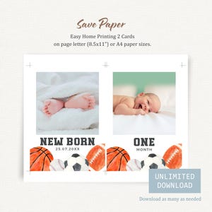 Sports Theme Birthday Monthly Photo Banner, Sports Party Milestone ...