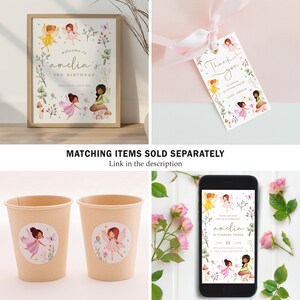 Editable Fairy Birthday Food Label, Magical Fairy Garden Folded Table ...