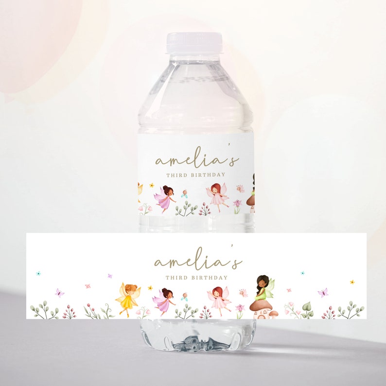 Editable Fairy Birthday Water Bottle Label, Magical Fairy Garden, Girl ...