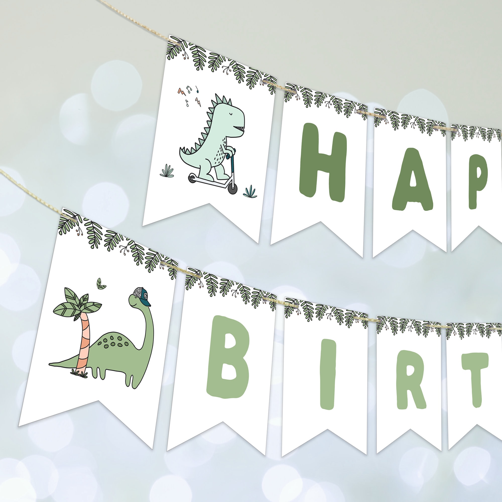 Editable Dinosaur Happy Birthday Banner Dinosaur Party - Etsy
