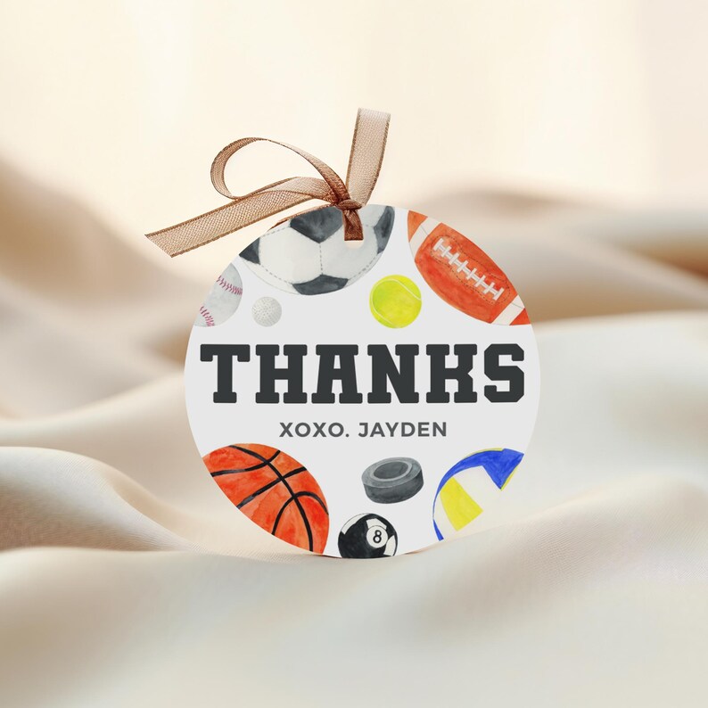 Sports Theme Birthday Favor Tags, All Star Party Gift Tags, Boy ...