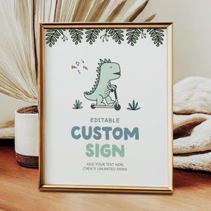 Dinosaur Birthday Party Custom Sign, Dinosaur Party Table Sign ...
