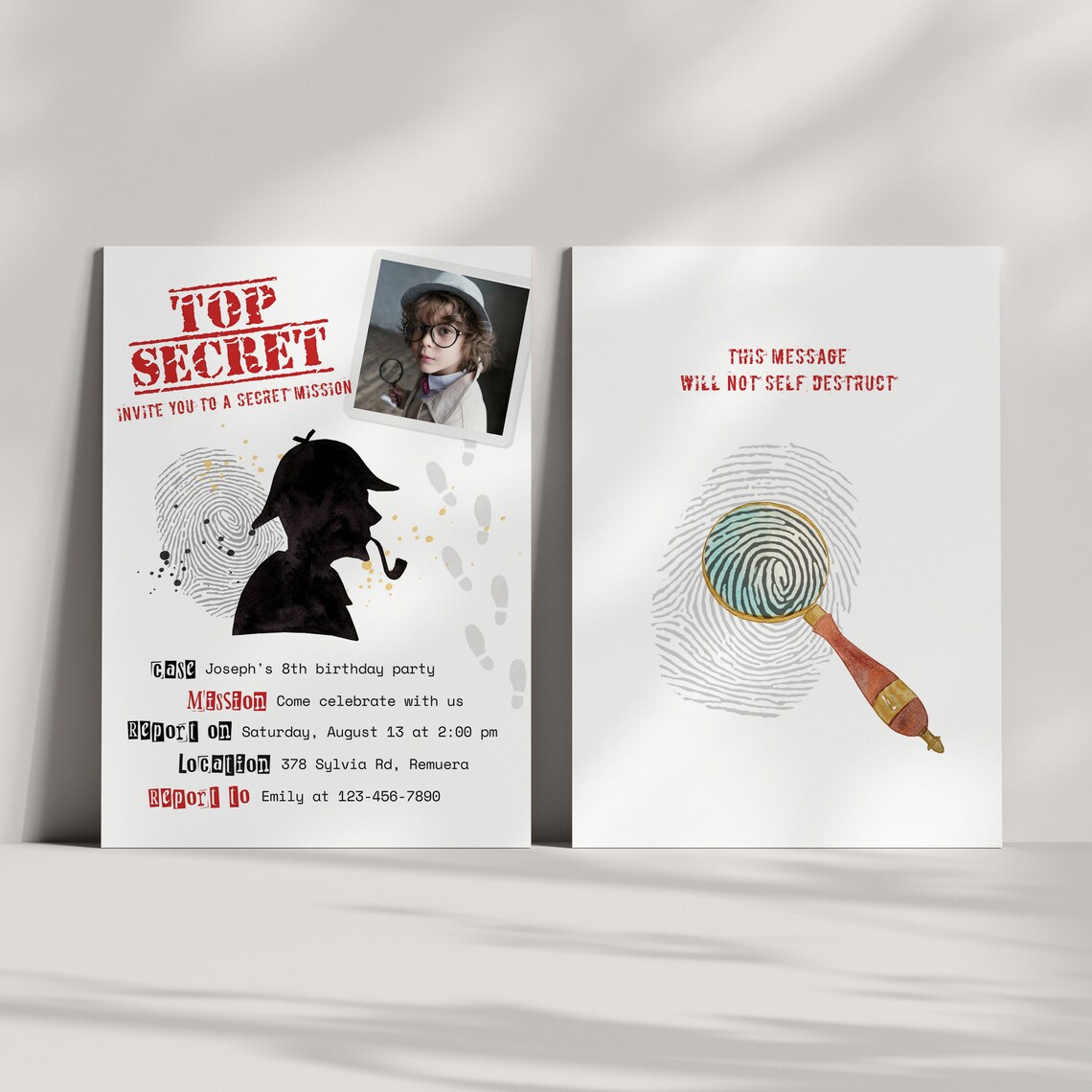 Editable Spy Birthday Photo Invitation, Modern Secret Agent Party ...
