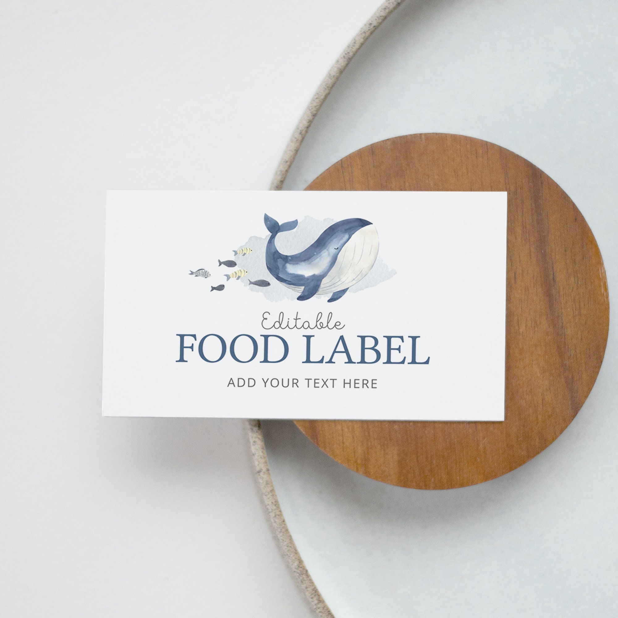 Editable Whale Birthday Food Label Ocean Party Folded Card - Etsy