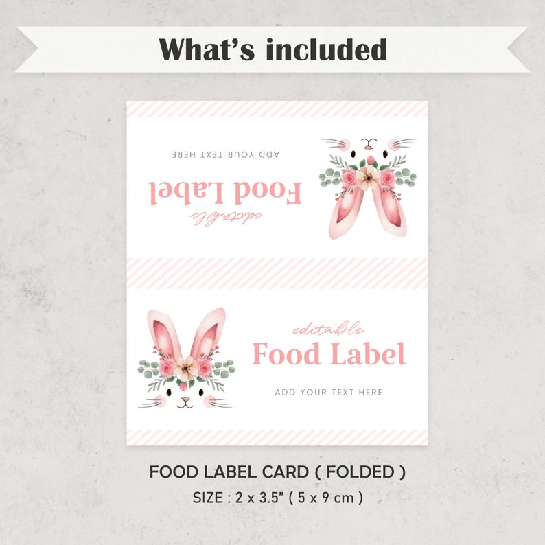 Editable Bunny Birthday Food Label, Some Bunny Party Folded Card, Girl ...