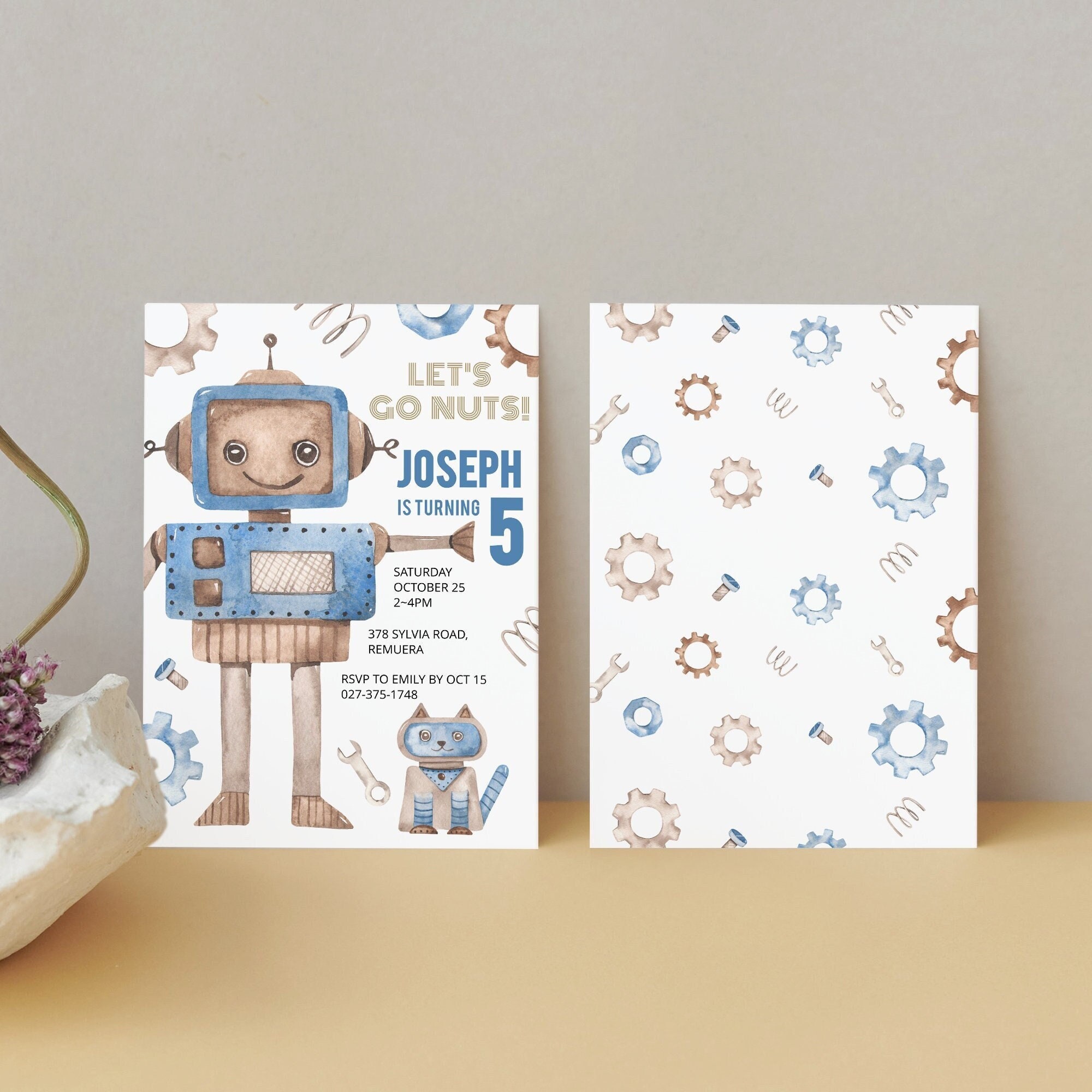 Editable Robot Party Invitation Robot Birthday Invite Kids - Etsy